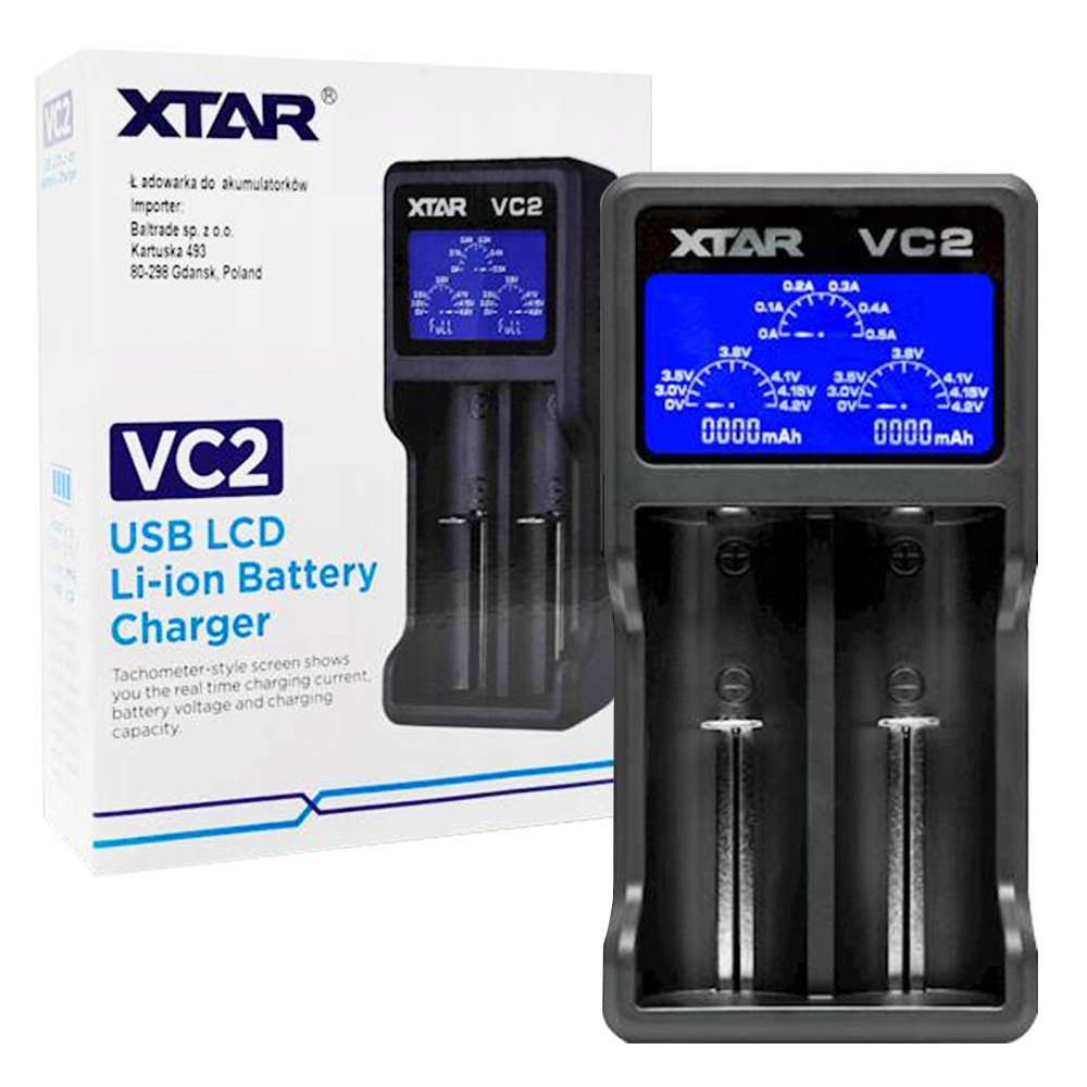 ŁADOWARKA LCD LI-ION XTAR VC2 18650 14500 26650 - 11743609509 - oficjalne archiwum Allegro