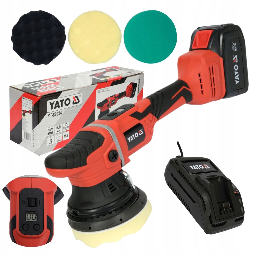 YATO POLERKA SZLIFIERKA ORBITALNA AKUMULATOROWA 18V 125MM +4Ah 3 GĄBKI - 14231492707 - oficjalne ...