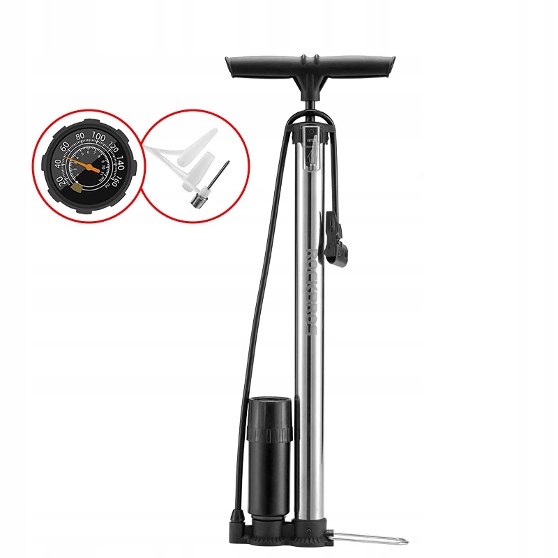 Pompka rowerowa 160 PSI duża stalowa mocna SCHRADER PRESTA Rockbros ...