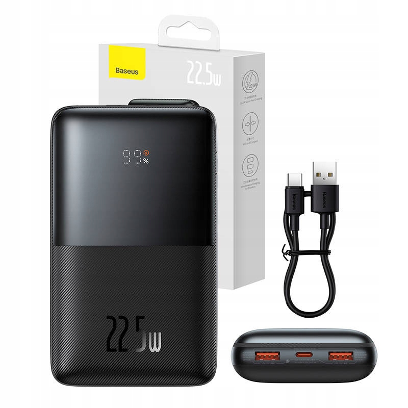 BASEUS DUŻY MOCNY TRWAŁY POWERBANK ŁADOWARKA 20000MAH 2XUSB USB-C 22.5W 3A - 13534330126 ...