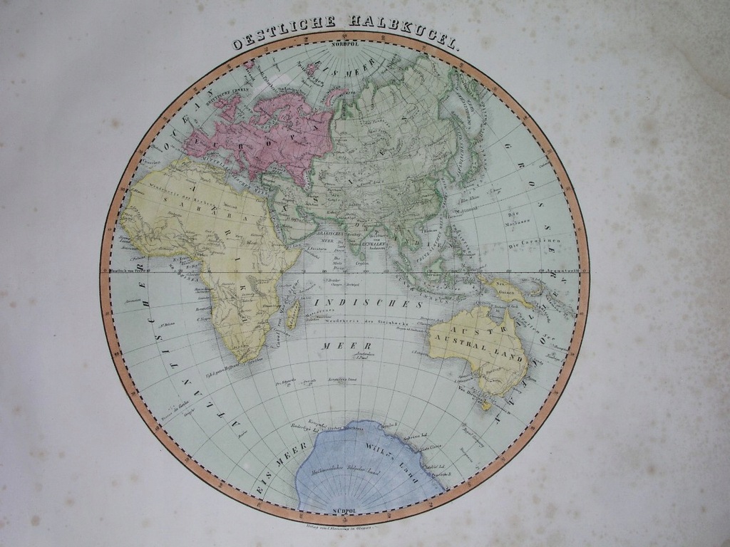 1856 ORYGINAŁ MAPA POLSKA EUROPA AZJA AFRYKA AUSTRALIA ŚWIAT planiglob ...