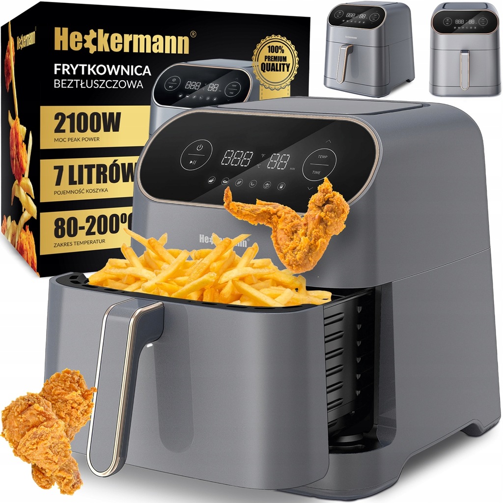 FRYTKOWNICA BEZTŁUSZCZOWA PIEKARNIK AIR FRYER FRYTOWNICA MISA 2100W XXL 7L - 14758687499 ...