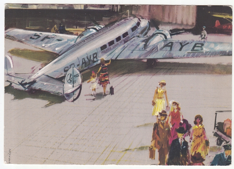 GRABIAŃSKI LINIE LOTNICZE LOT SAMOLOT REKLAMA PRL - 13196492432 ...