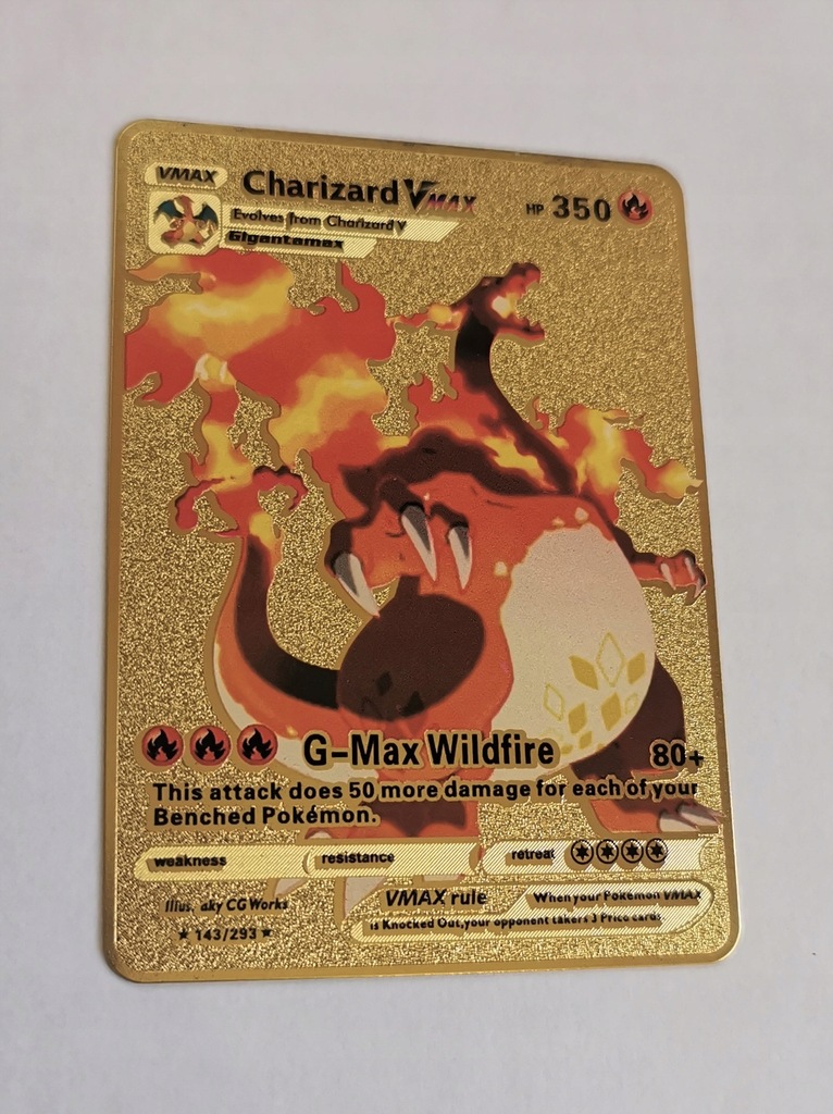 Pokemon Charizard Vmax Gold Złota Karta - 13090589391 - oficjalne archiwum Allegro