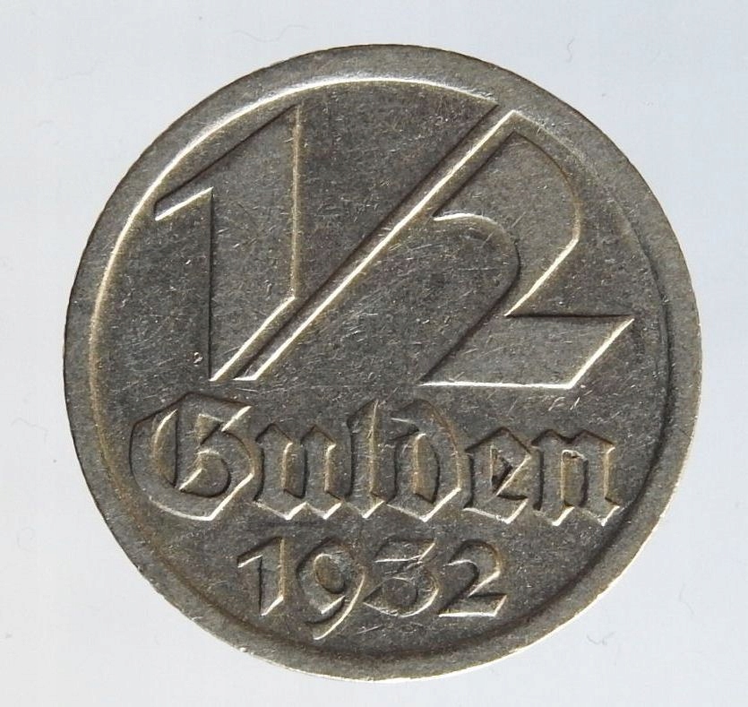 G16. WOLNE MIASTO GDAŃSK WMG 1/2 PÓŁ GULDEN 1932 RZADKOŚĆ - 17277667615 - oficjalne archiwum Allegro