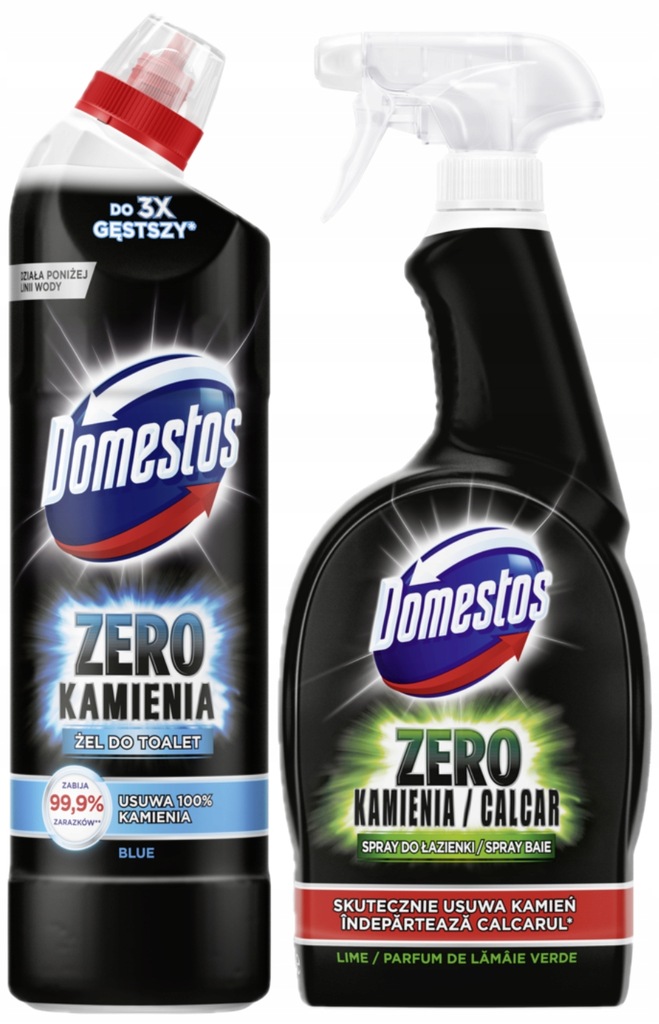 Domestos Zero Kamienia Żel Toaleta WC Ocean 750ml + Spray Zero Kamienia ...