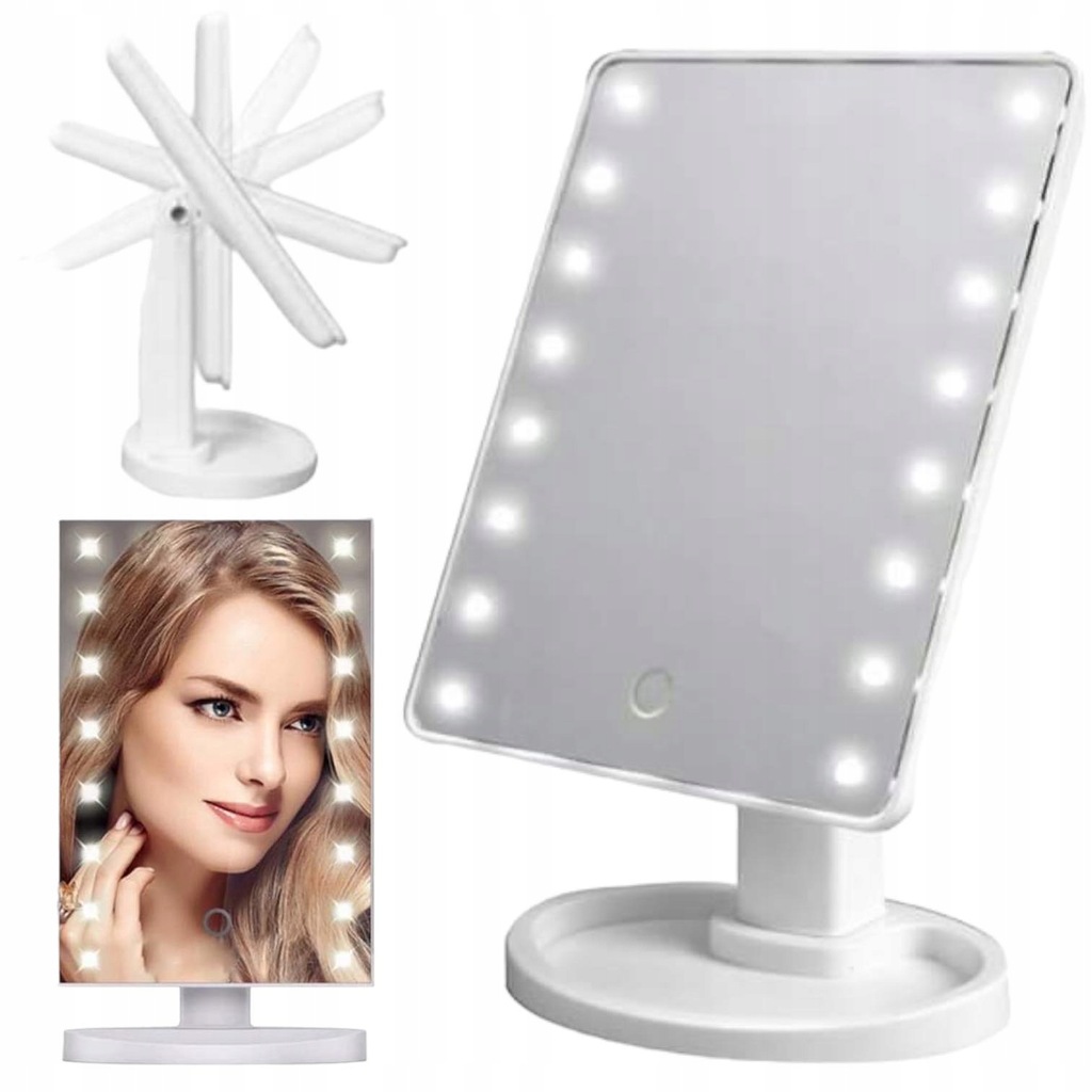 LUSTERKO KOSMETYCZNE DO MAKIJAŻU LED PODŚWIETLANE - 12753440833 ...