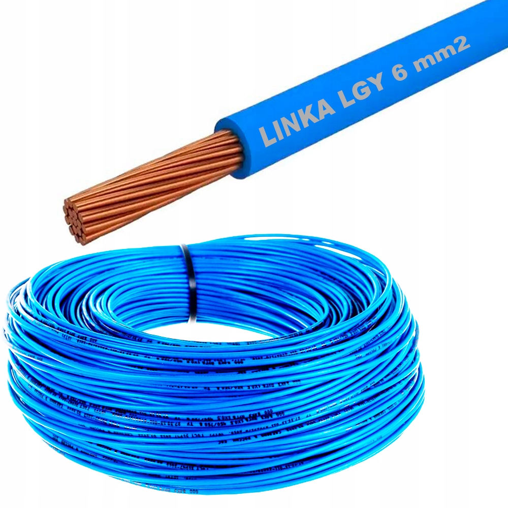 PRZEWÓD LINKA LGY 1X6 6MM2 NIEBIESKI 1MB NA METRY - 11429947777 ...