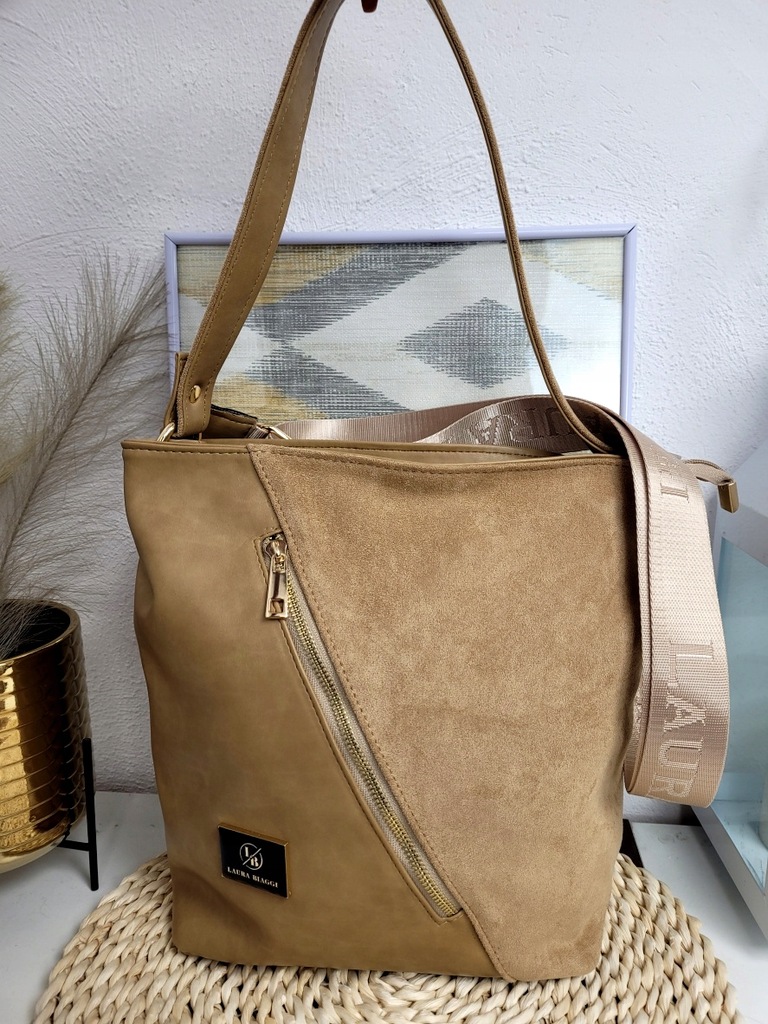 LAURA BIAGGI TORBA WOREK SHOPPER camel - 13031736458 - oficjalne archiwum Allegro