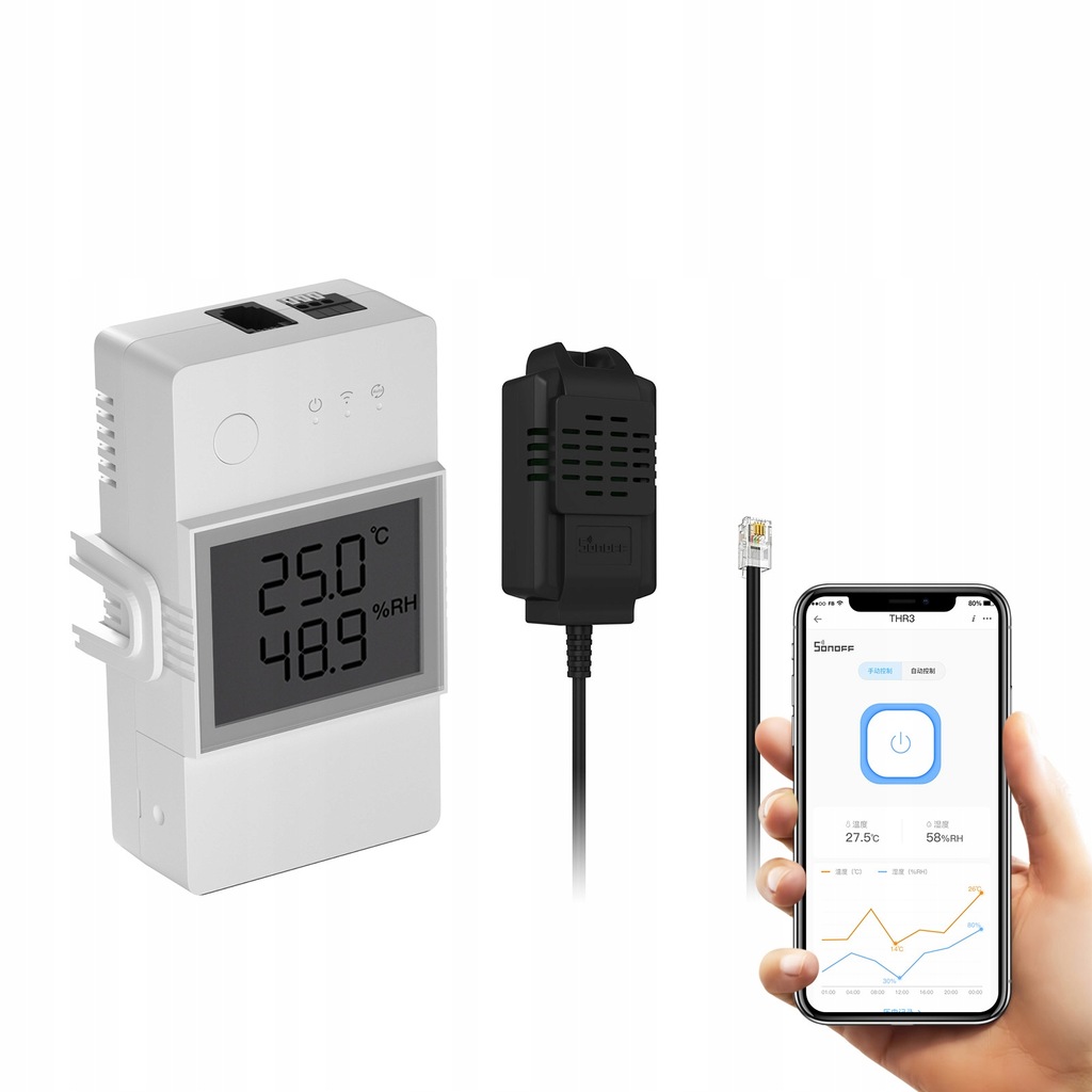 SONOFF Termostat Inteligentny wifi 16A+TH Czujnik - 12720590703 ...