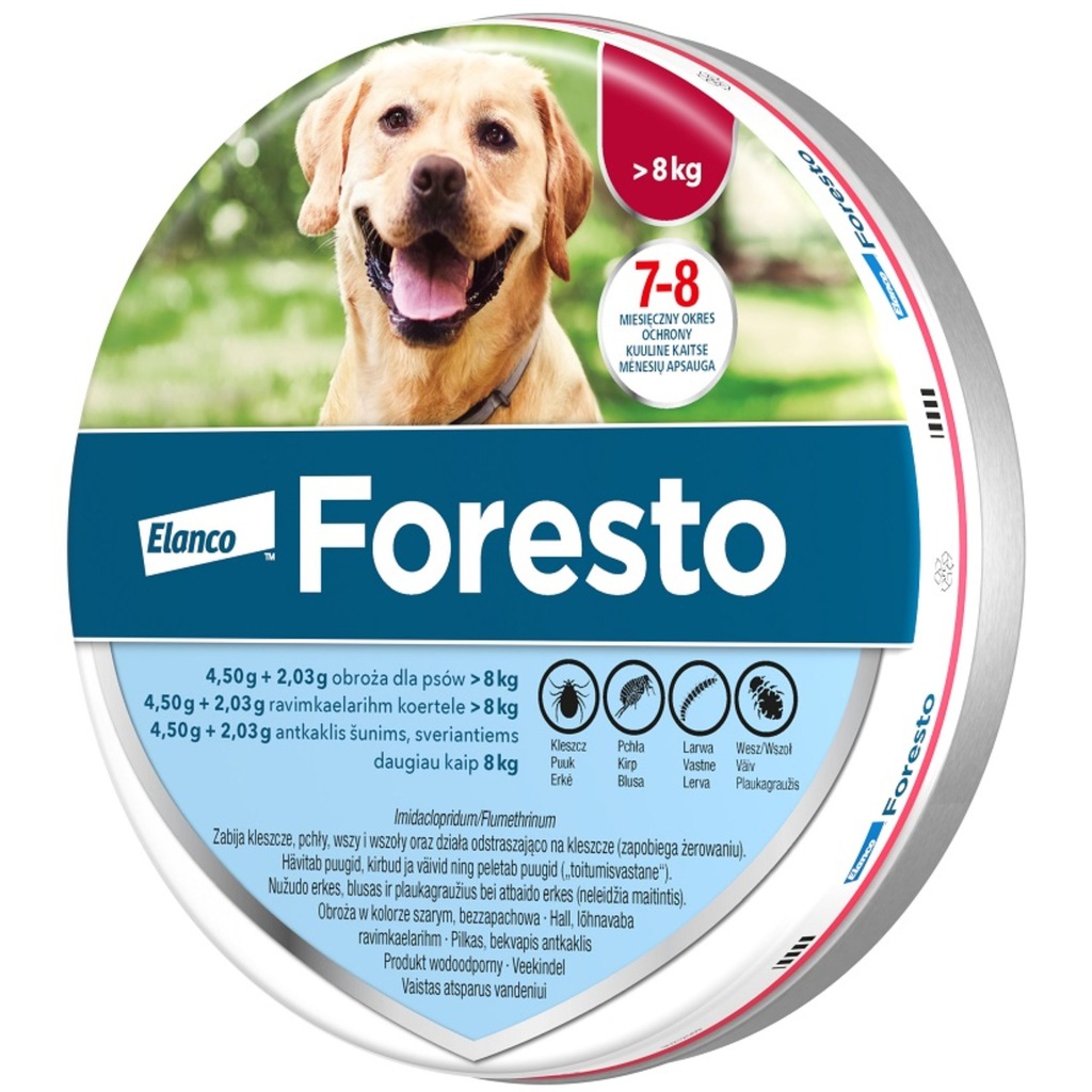 FORESTO Obroża Psa przeciw kleszczom i pchłom +8kg - 12916845147 ...