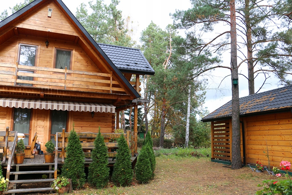 Dom drewniany z bali, Jedlnia Letnisko k. Radomia - 7638933083 - oficjalne archiwum Allegro