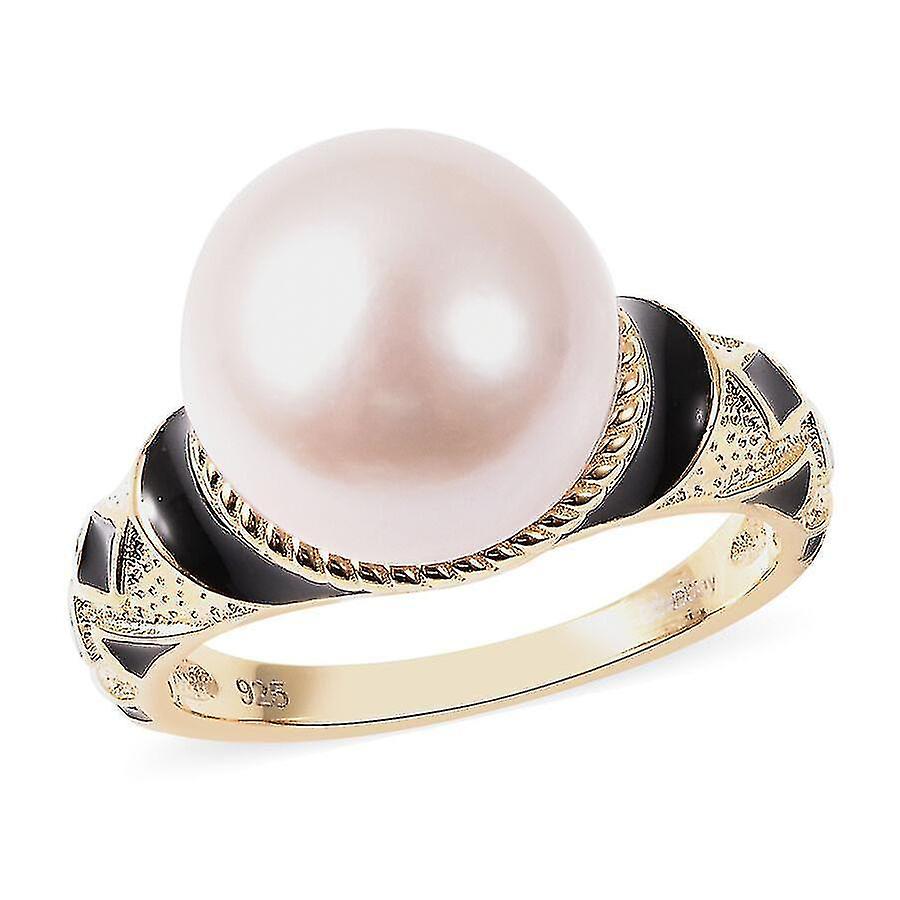 Edison Pearl Enamelled Ring In Yellow Gold Overlay - 12715479966 ...