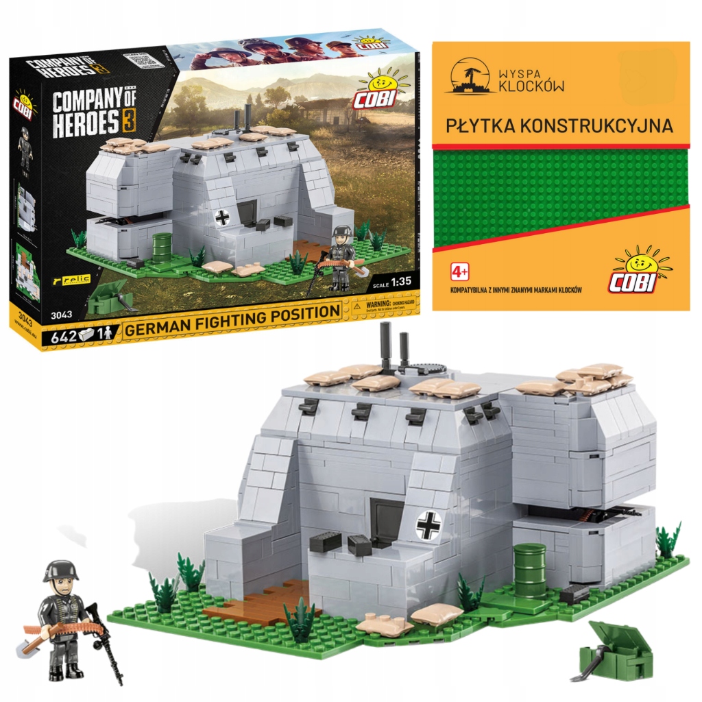 KLOCKI COBI 3043 BUNKIER Z GRY COH 642 EL. I PŁYTKA KONSTRUKCYJNA ...