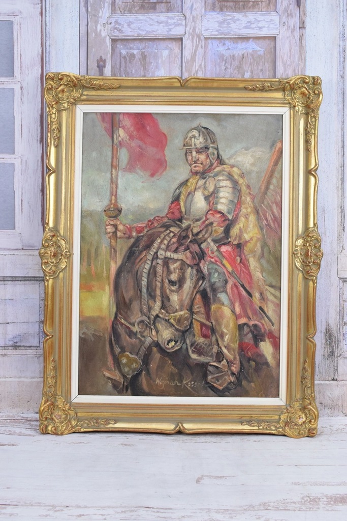Wojciech Kossak - Husarz na Koniu - Polski Stary Obraz Olejny ...