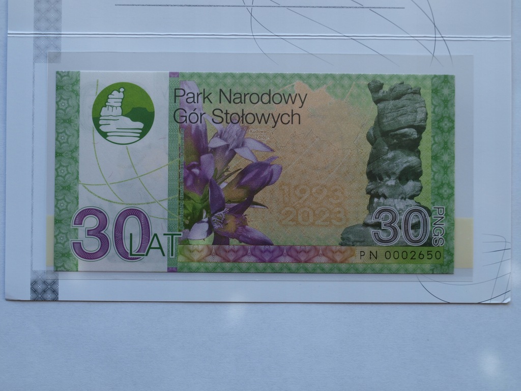 Banknot PWPW - 30 Lat PARKU NARODOWEGO GÓR STOŁOWYCH NOWOŚĆ NUMER 2650 ...