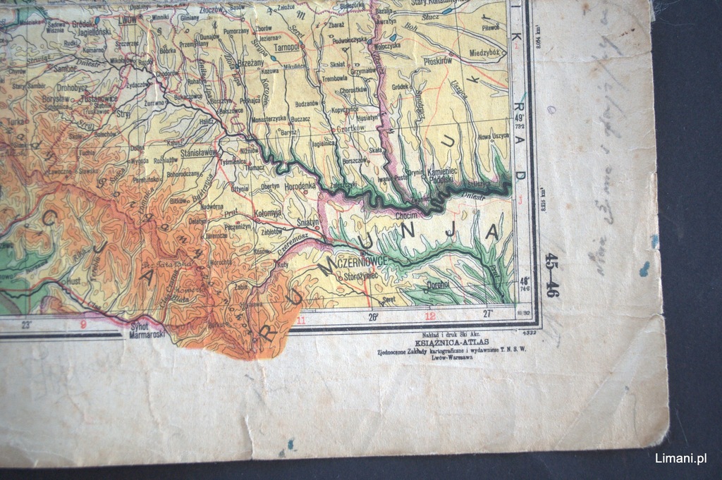 POLSKA II RP MAPA FIZYCZNA 1932 ROMER SZUMAŃSKI - 12473952603 ...