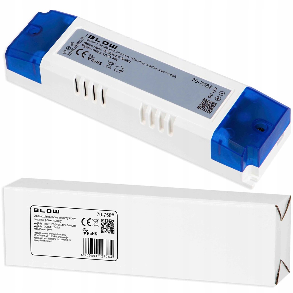 ZASILACZ IMPULSOWY MEBLOWY 12V 5A 60W DO TAŚM LED RGB SUPER SLIM IP20 - 15338768297 - oficjalne ...