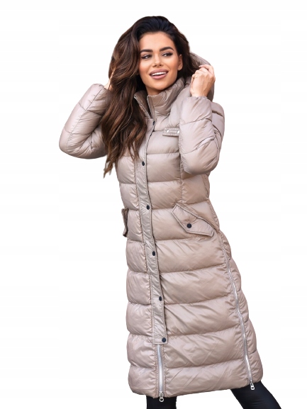 MISS FOFO ZIMOWA KURTKA DŁUGA Z KAPTUREM BEŻ M - 12936084714 ...