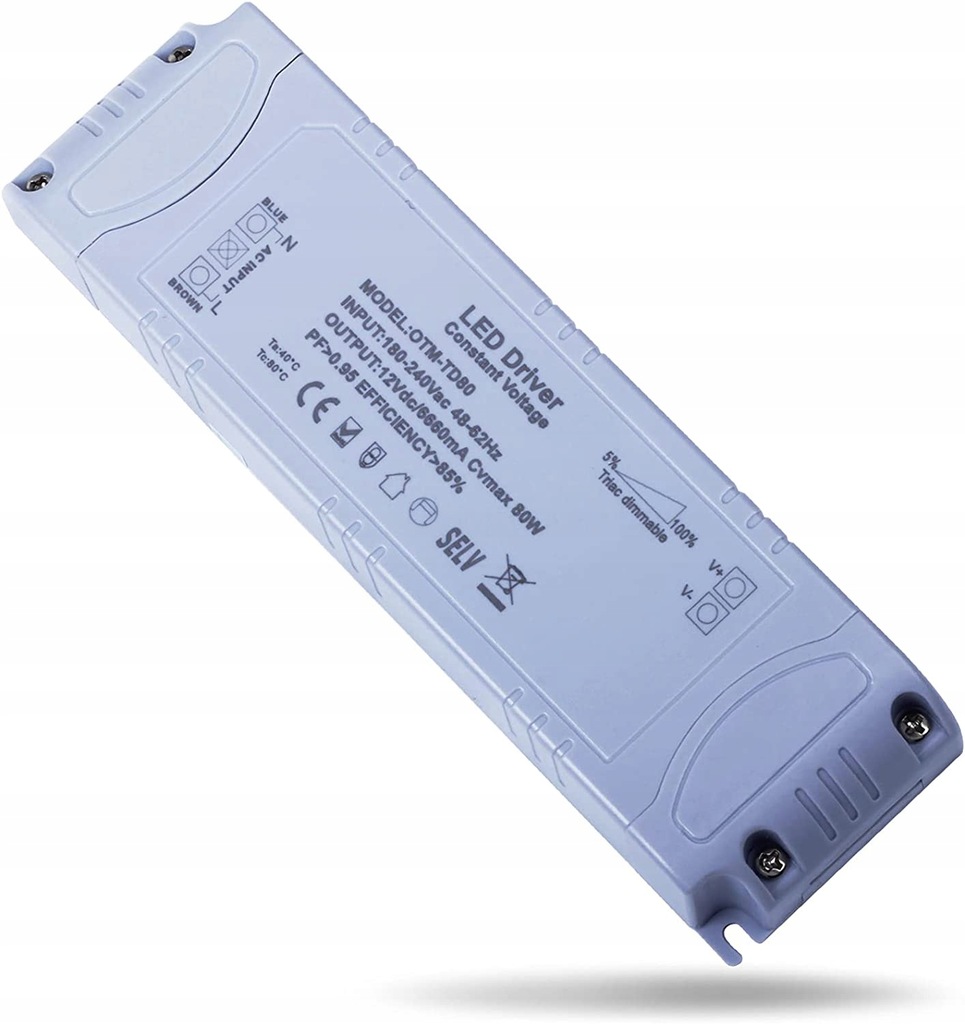 TRANSFORMATOR LED 12V 80W 230V do 12VDC - 12998771762 - oficjalne ...