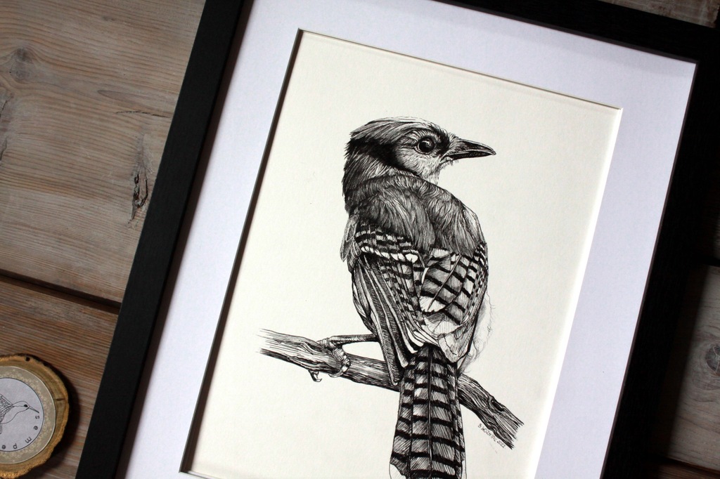 PTAK , ORYGINALNY RYSUNEK + RAMA - 13198672559 - oficjalne archiwum Allegro