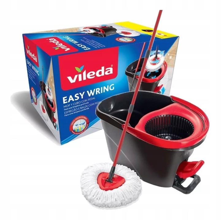 Wiadro i mop obrotowy Vileda Easy Wring&Clean TURBO 38 cm - 14458436104 - oficjalne archiwum Allegro
