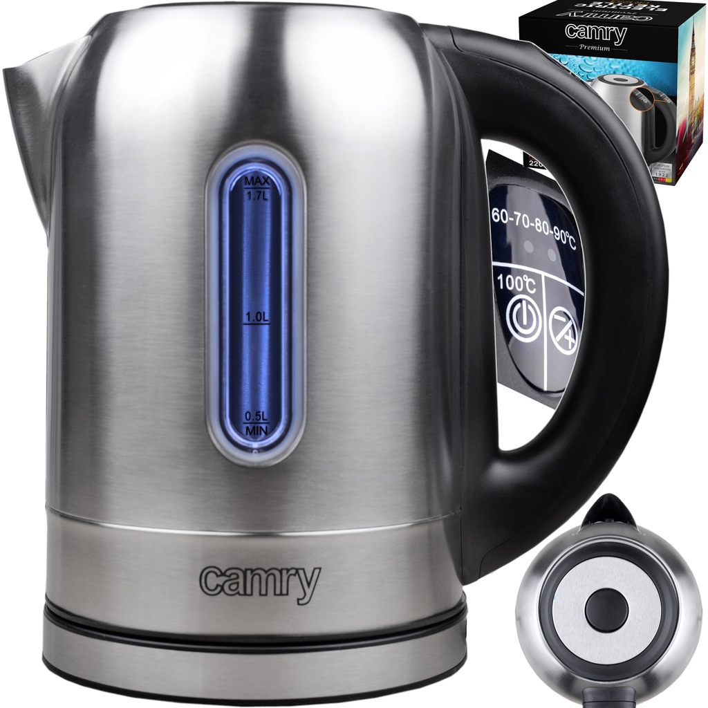 BEZPRZEWODOWY METALOWY CZAJNIK ELEKTRYCZNY ŚWIECI - 14086881433 - oficjalne archiwum Allegro