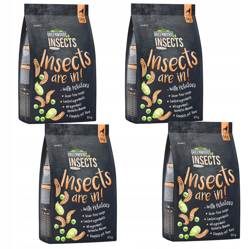 Greenwoods karma sucha 4 x1,5 kg insekt, groch - 12705395652 ...