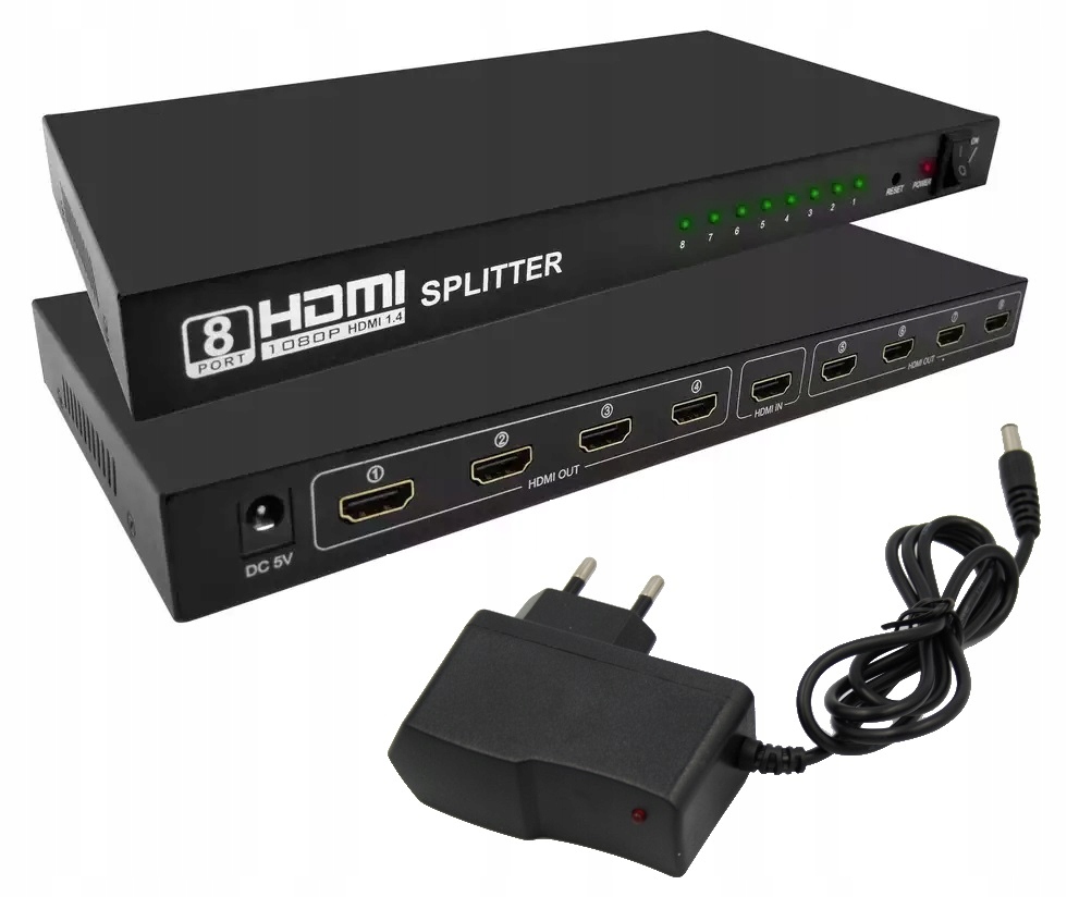 ROZDZIELACZ SPLITTER 1X8 ROZGAŁĘŹNIK HDMI 3D 4K 2K - 12615261281 ...