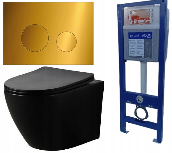ZESTAW PODTYNKOWY WC STELAŻ CERSANIT MISKA ARBO SLIM RIM CZARNY MAT ...