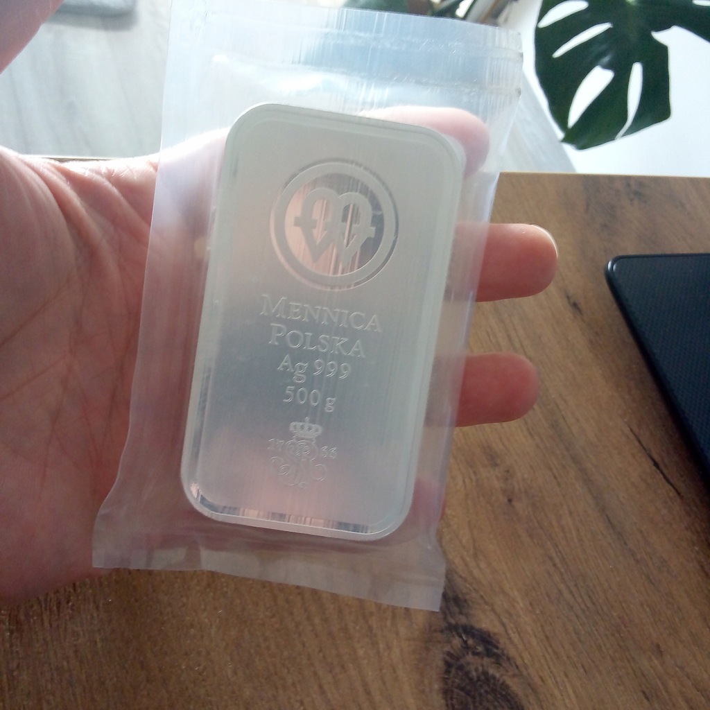 Sztabka srebra 500g próba 999 Mennica Polska - 11745568119 - oficjalne ...