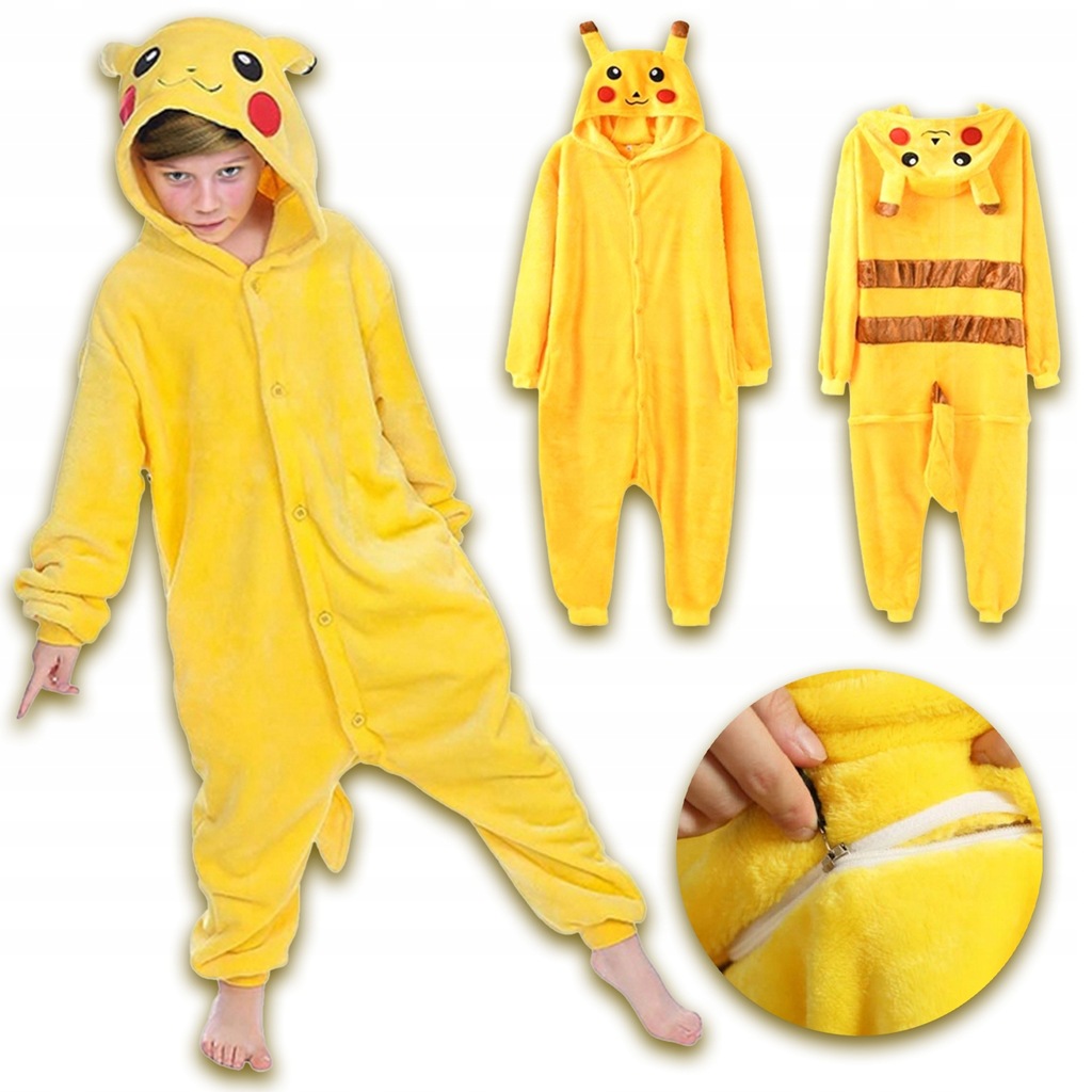 PIKACHU STRÓJ KOSTIUM PRZEBRANIE KIGURUMI PIDŻAMA DLA DZIECI ...
