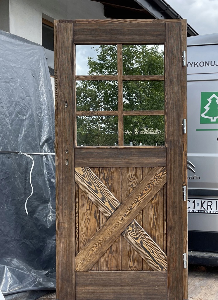 DRZWI DREWNIANE zewnętrzne KRIS POSTARZANE OD RĘKI - 13133686846 ...