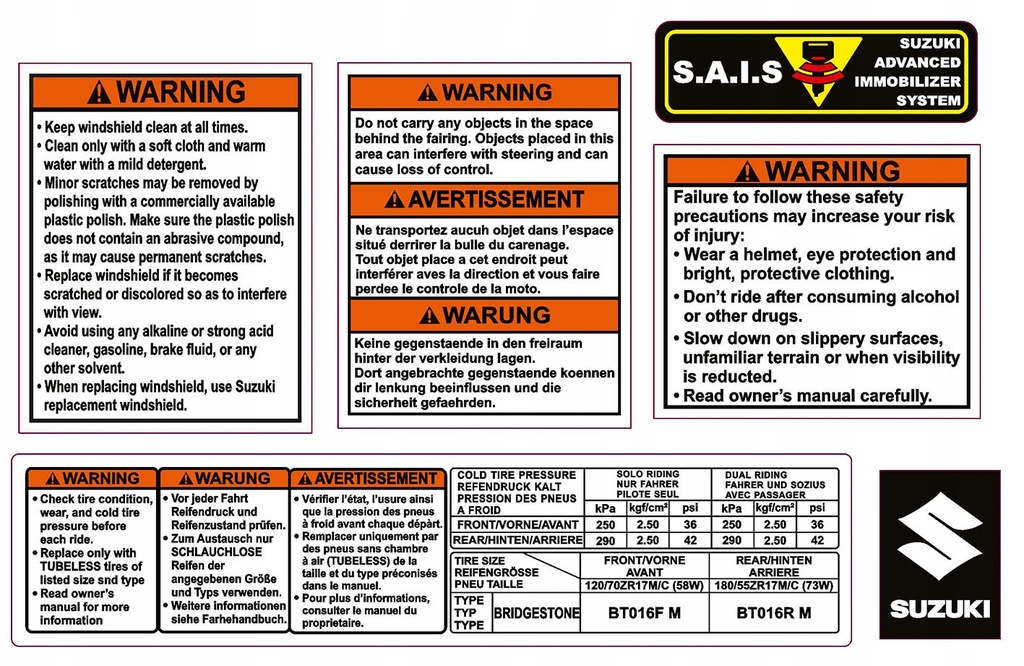 SUZUKI _ WARNING _ naklejki _ DRUK + LAMINAT - 12043737745 - oficjalne ...