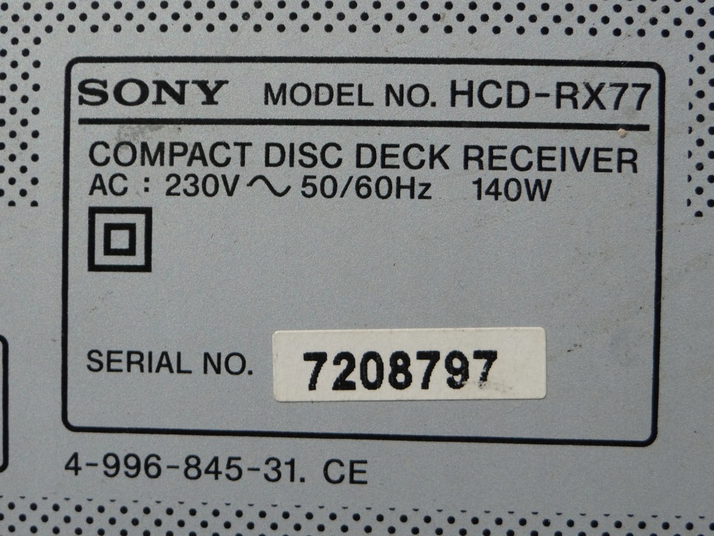 Mini wieża Sony HCD-RX77 uszkodzona - 12190119415 - oficjalne archiwum ...