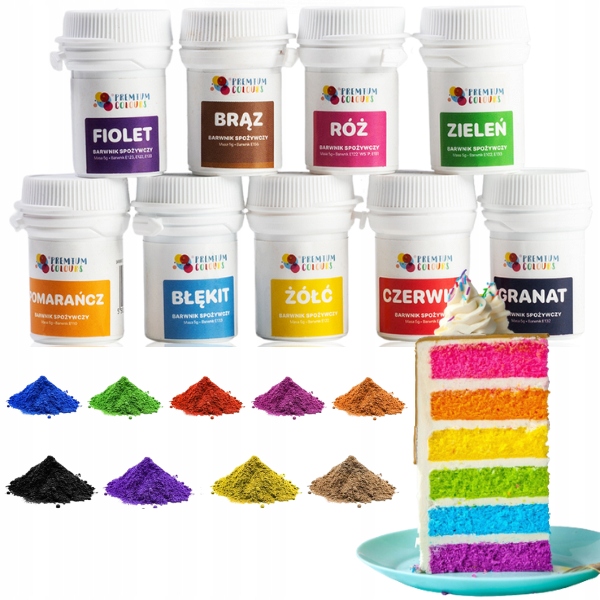 BARWNIKI SPOŻYWCZE W PROSZKU ZESTAW 9szt BARWNIK - 13754451744 - oficjalne archiwum Allegro