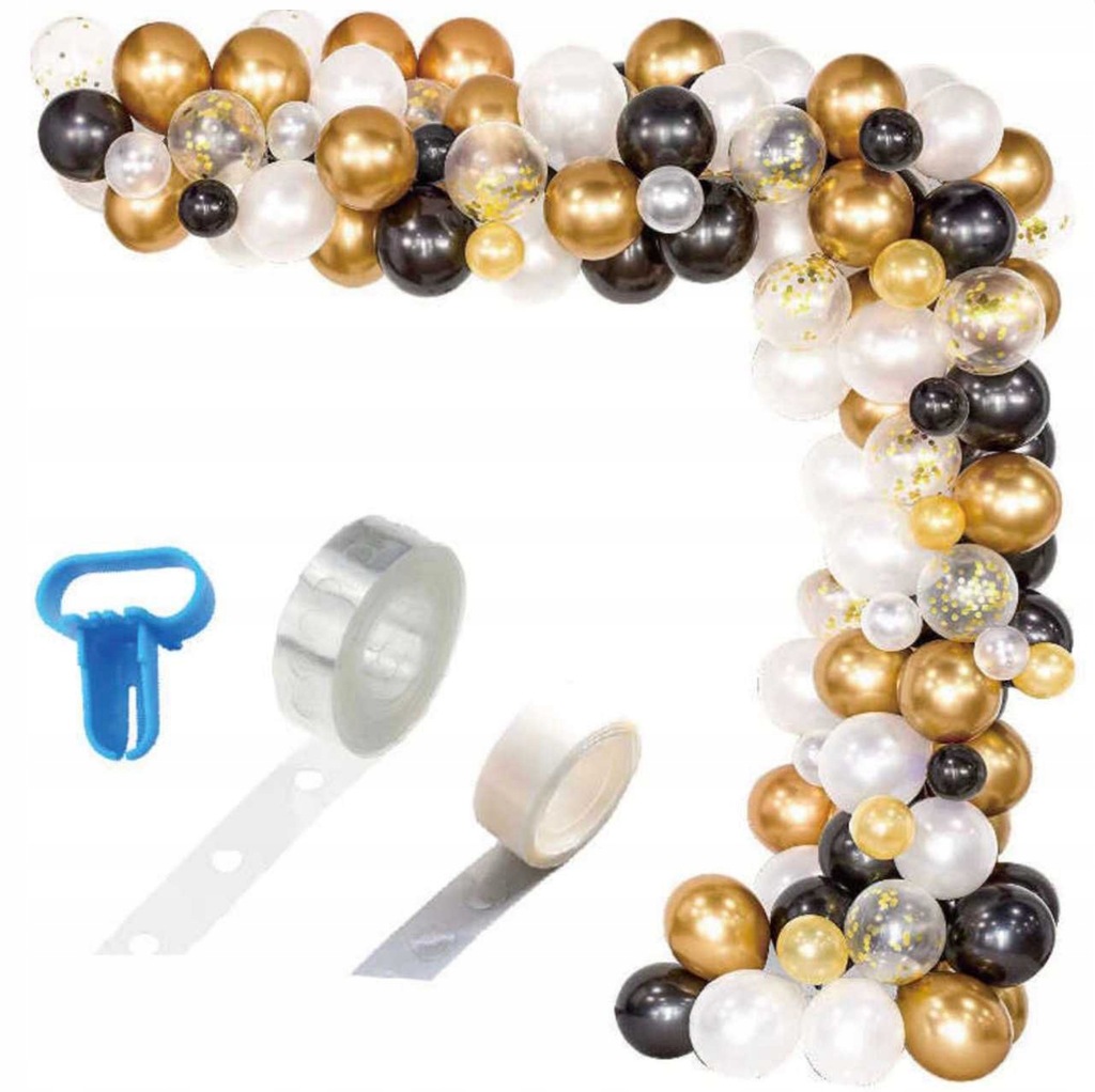 Balony GIRLANDA BALONOWA Zestaw CZARNO ZŁOTA DEKORACJA - 12884252676 - oficjalne archiwum Allegro