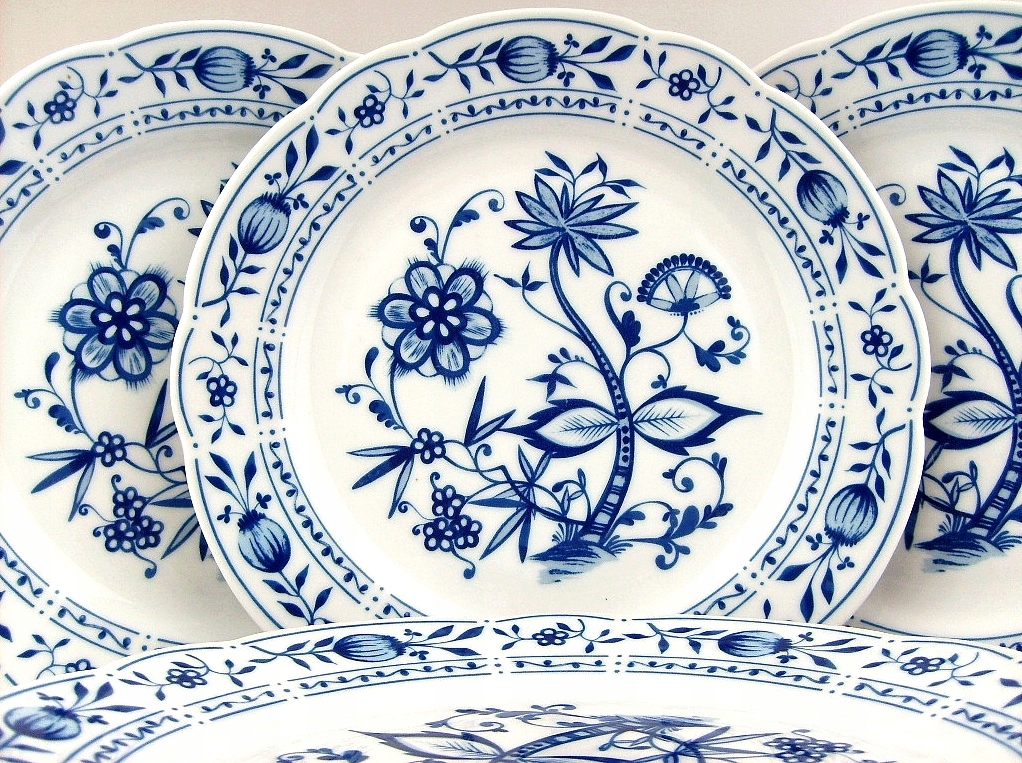 # TALERZE GŁĘBOKIE, 4 szt, wzór CEBULOWY - KAHLA 1957 - 14521131380 - oficjalne archiwum Allegro