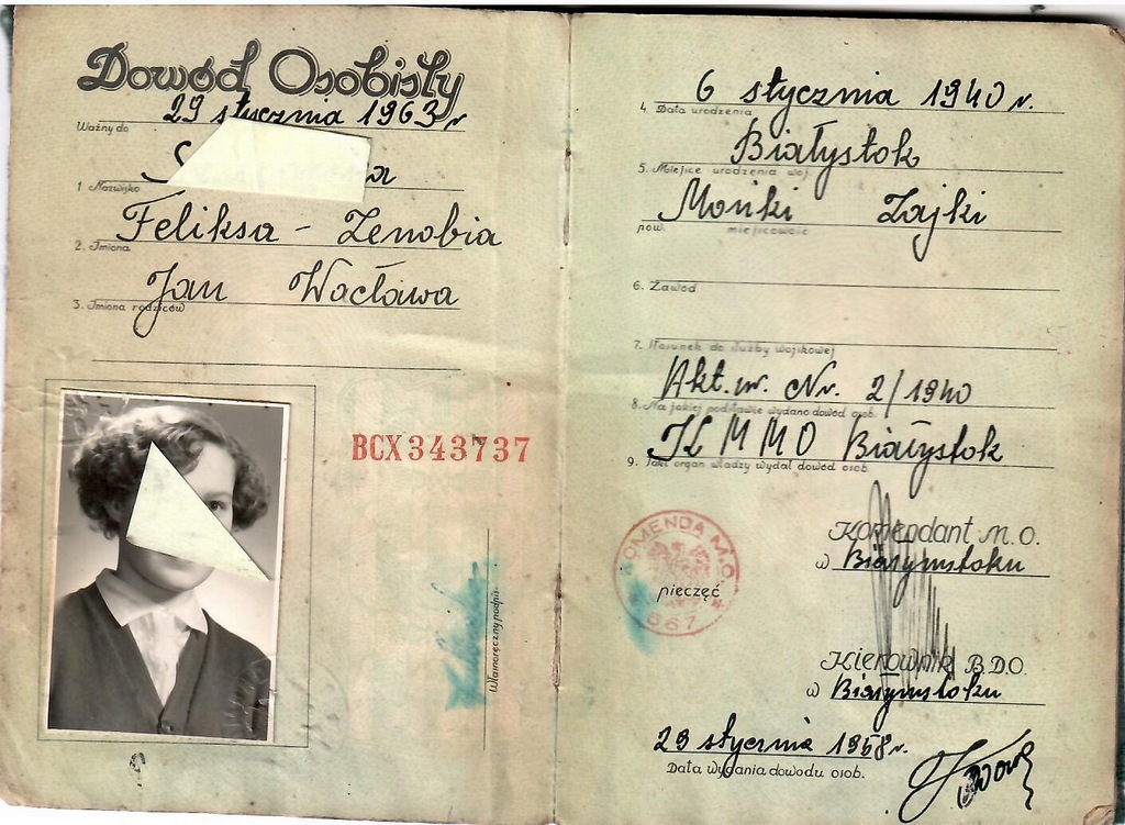 PRL , DOWOD OSOBISTY, BIA ŁYSTOK , MONKI 1958 - 12713130905 - oficjalne ...
