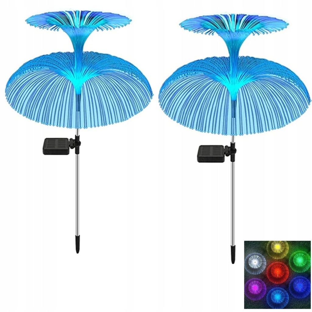 LAMPA SOLARNA OGRODOWA MEDUZA RGB WBIJANA Z CZUJNIKIEM ŚWIATŁOWODOWA 2szt - 15774554237 ...