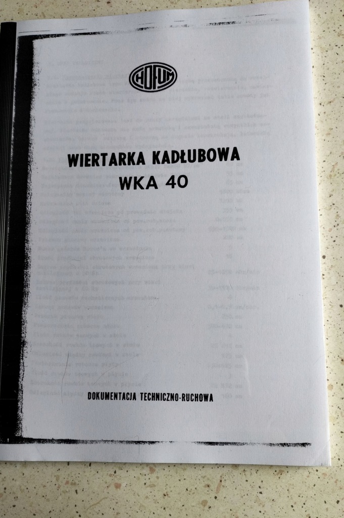 Wiertarka kadłubowa WKA-40 - instrukcja - DTR - 12848828121 - oficjalne archiwum Allegro