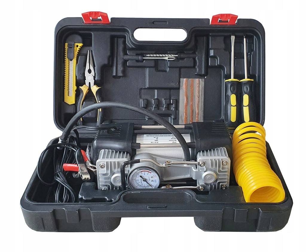 KOMPRESOR DWUTŁOKOWY 60L/MIN ZESTAW NAPRAWCZY OPON - 7883626374 - oficjalne archiwum Allegro