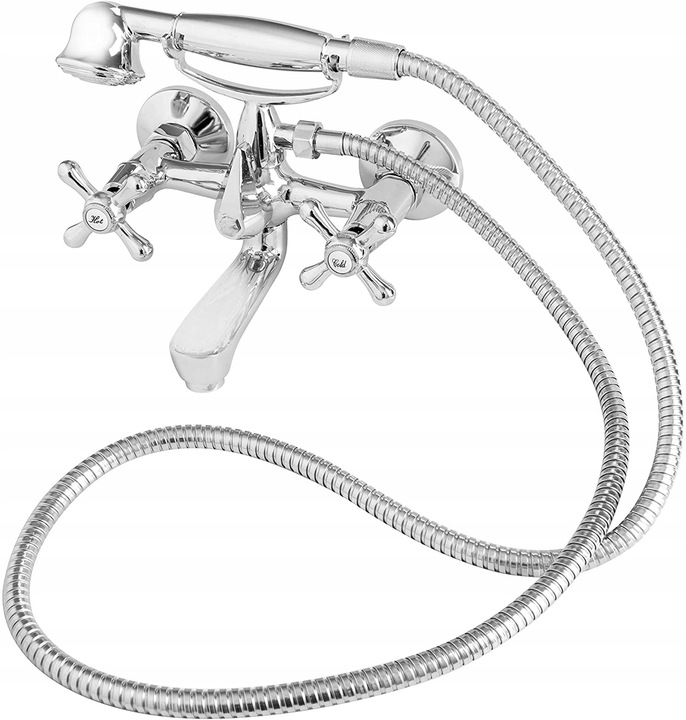 Bateria ścienna wannowa retro + zestaw natryskowy - 10681639384 ...