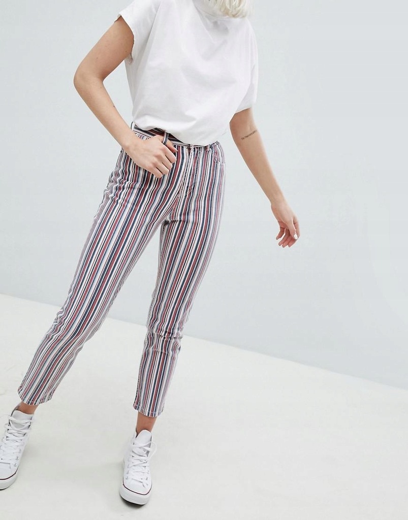 C9F402*DAMSKIE SPODNIE PROSTE W PASKI 7/8 S P00 - 9602650874 ...