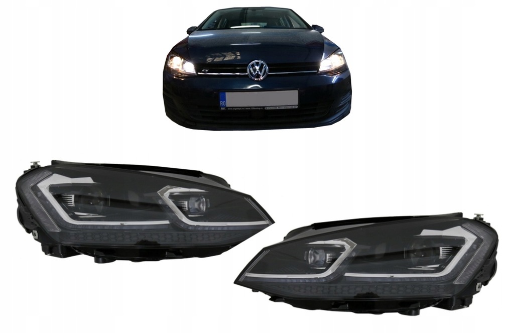 Reflektory LED Bi-Xenon Look dla VW Golf 7 VII 12-17 Facelift G7.5 R ...