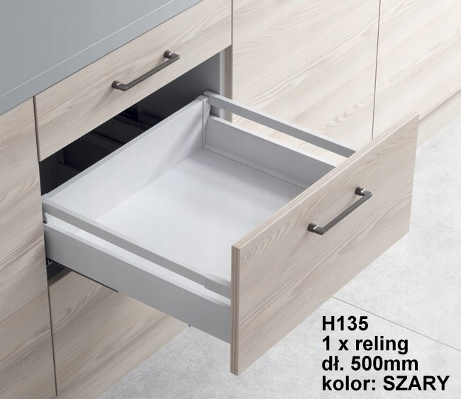 SZUFLADA HAFELE MATRIX S35 500 ŚREDNIA 1xREL SZARA - 12201982700 ...