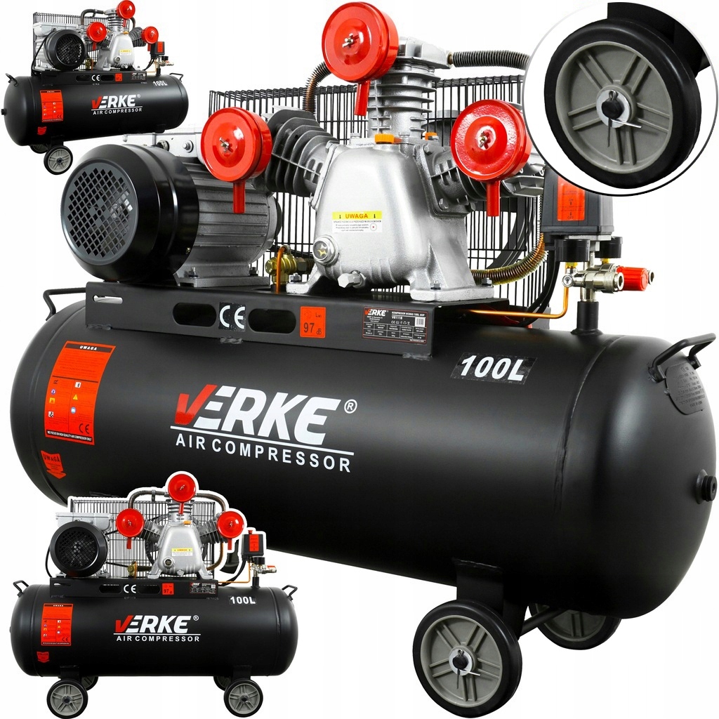 KOMPRESOR OLEJOWY SPRĘŻARKA POWIETRZA 100L V3 3 TŁOKOWY 4KM 360L/MIN ...