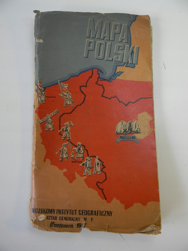 STARA MAPA POLSKI 1947 r . SKALA 1:1000000. - 12375778619 - oficjalne ...