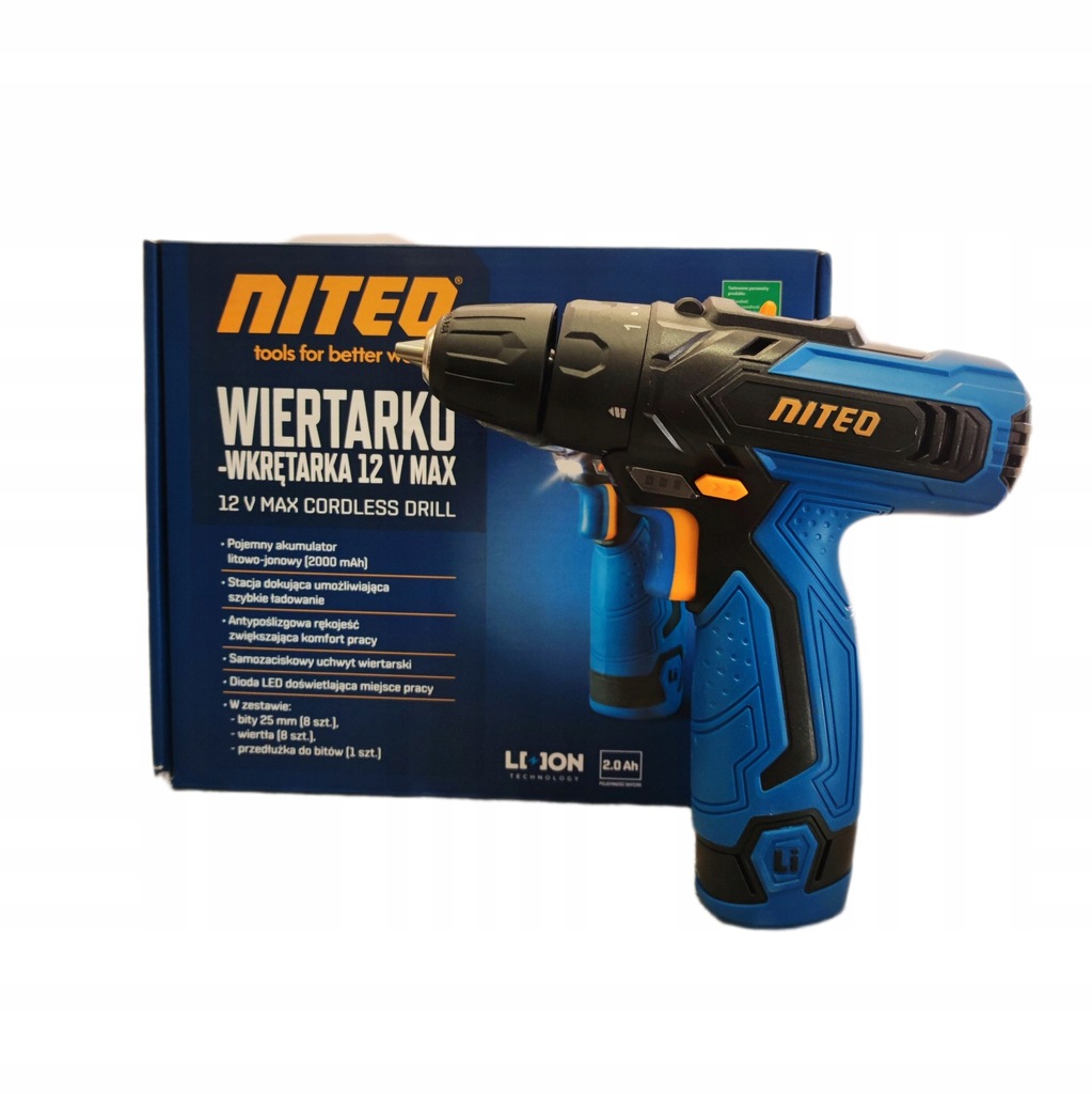 NITEO WIERTARKO-WKRĘTARKA AKU 12V 2.0Ah +bity (EX) - 12574949457 - oficjalne archiwum Allegro