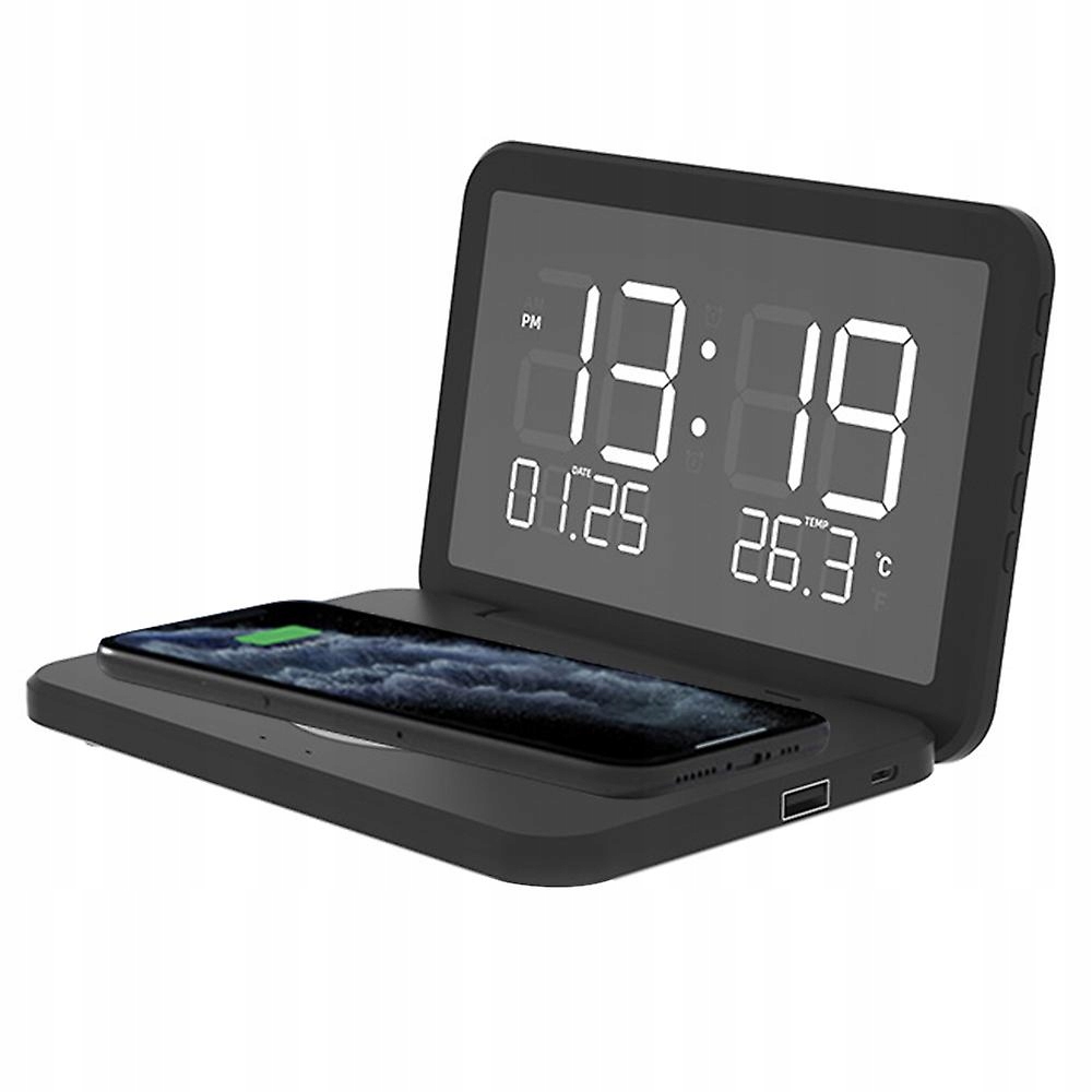 Digital Clock, Wireless Charging Alarm Clock With - 12666420299 ...